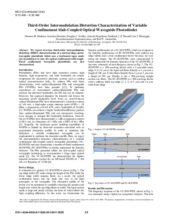 Pdf Third Order Intermodulation Distortion Characterization Of Variable Confinement Slab