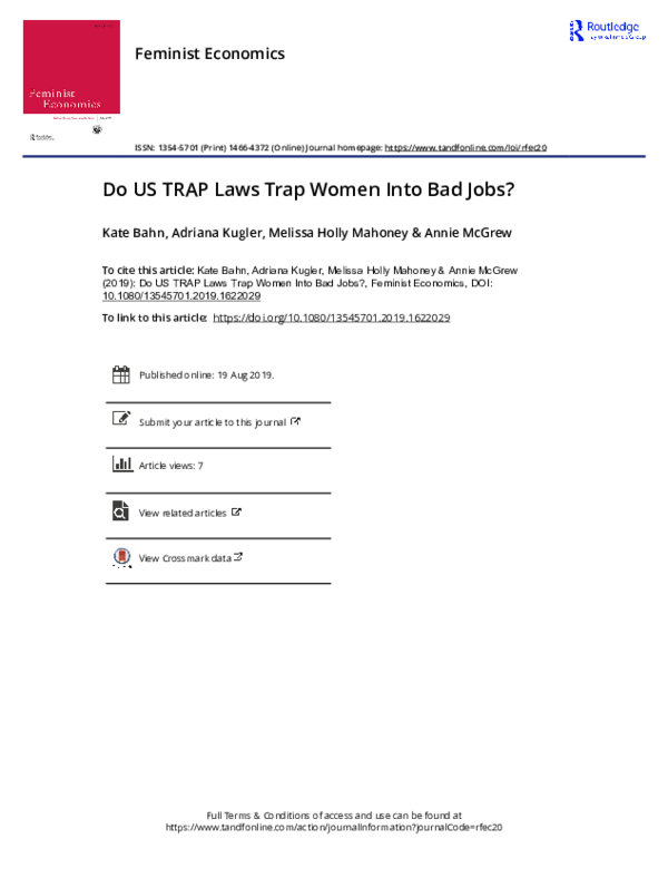 (PDF) Do US TRAP Laws Trap Women Into Bad Jobs?