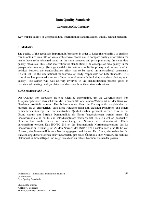 (PDF) Data Quality Standards