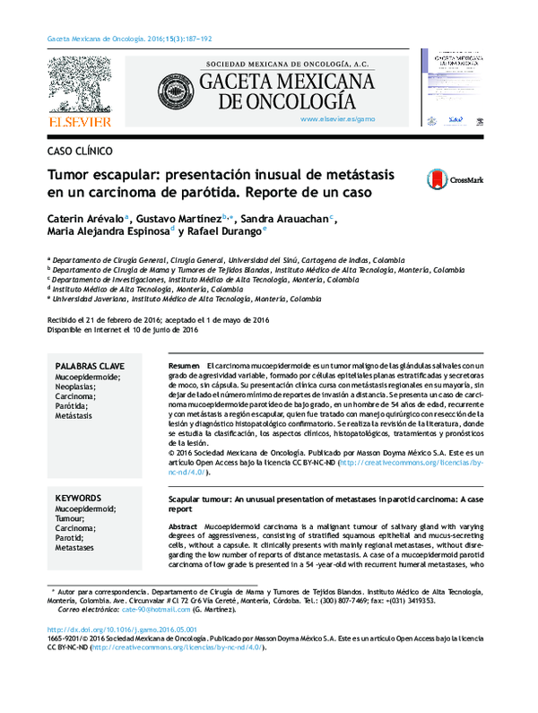 (PDF) Tumor escapular: presentación inusual de metástasis en un ...