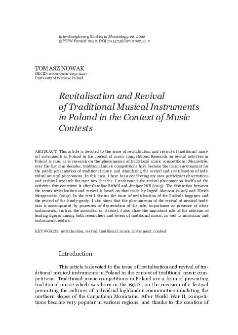 (PDF) Revitalisation and revival of traditional musical instruments in ...