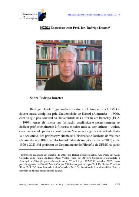(PDF) Entrevista com Prof.Dr.Rodrigo Duarte
