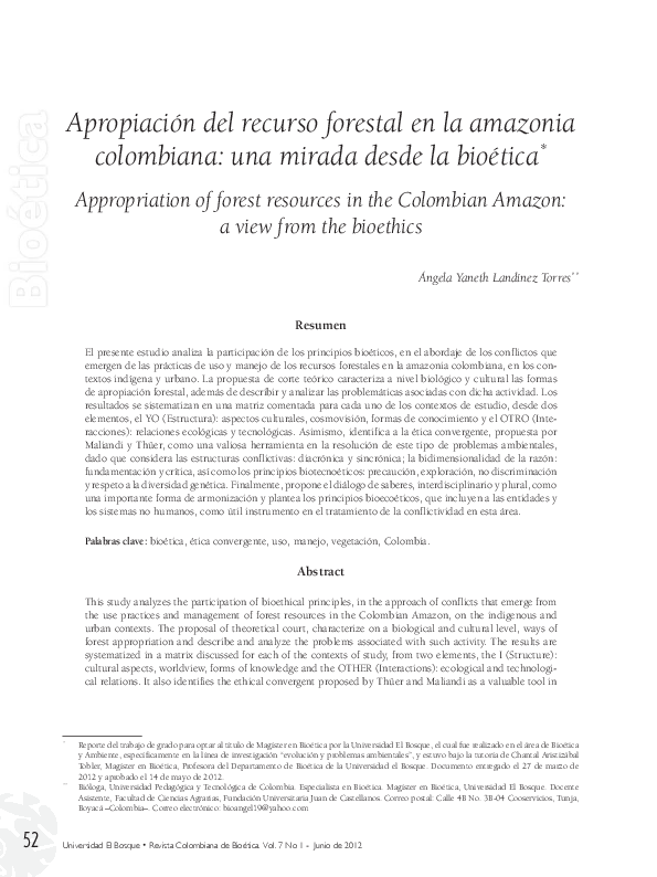 (PDF) Apropiación del recurso forestal en la amazonia colombiana: una ...