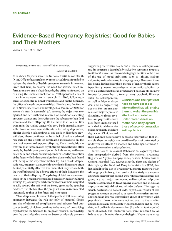 (PDF) Evidence-Based Pregnancy Registries: Good for Babies and Their ...