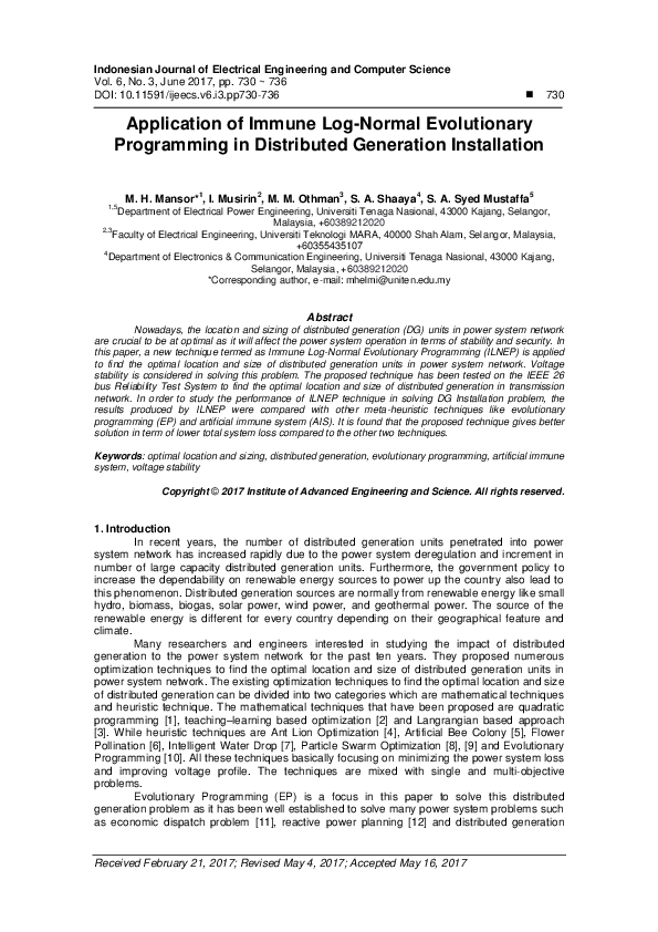 (PDF) Application of Immune Log-Normal Evolutionary Programming in ...