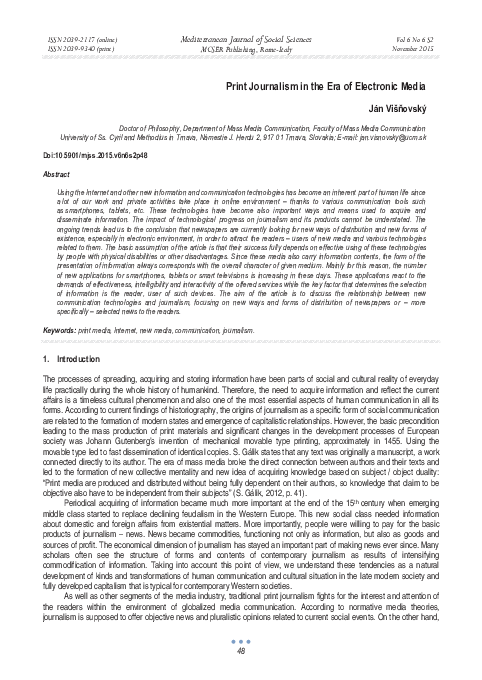 (PDF) Print Journalism in the Era of Electronic Media