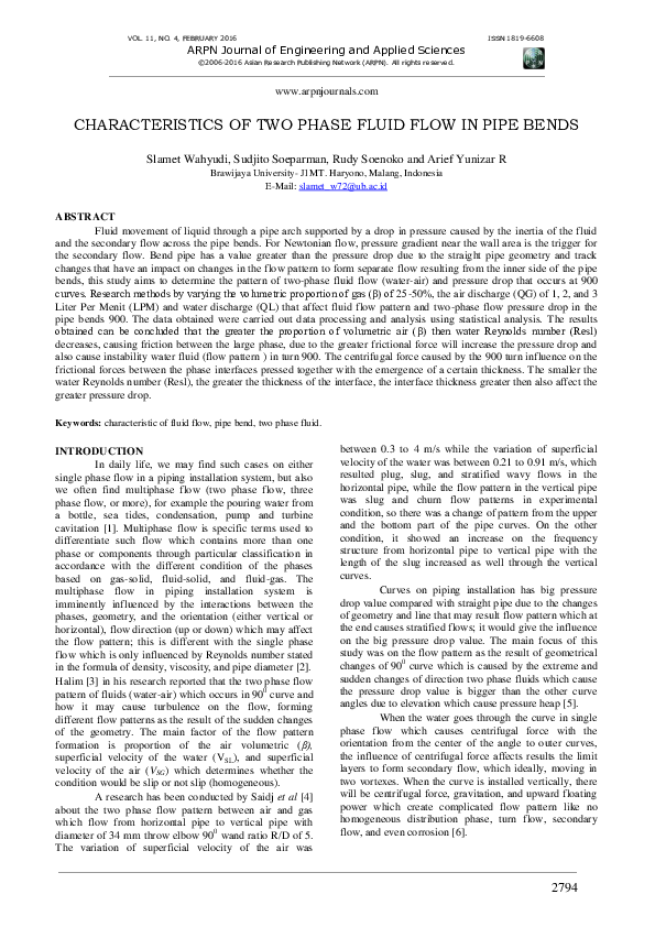 (PDF) Characteristics of Two Phase Fluid Flow in Pipe Bends
