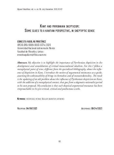 (PDF) KANT Y EL ESCEPTICISMO PIRRÓNICO: INDICIOS PARA UNA PERSPECTIVA ...