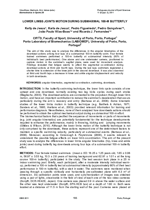 (PDF) Lower Limbs Joints Motion During Submaximal 100-M Butterfly