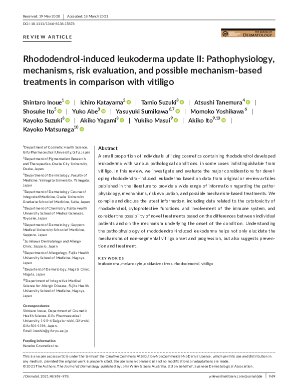 (PDF) Rhododendrol‐induced leukoderma update II: Pathophysiology ...