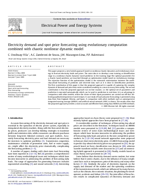 Pdf Electricity Demand And Spot Price Forecasting Using Evolutionary Computation Combined With