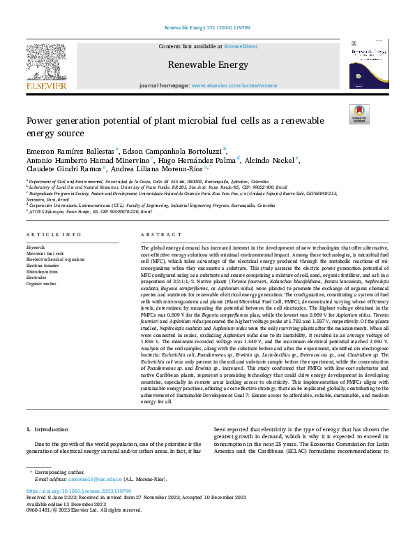 (PDF) Power generation potential of plant microbial fuel cells as a ...