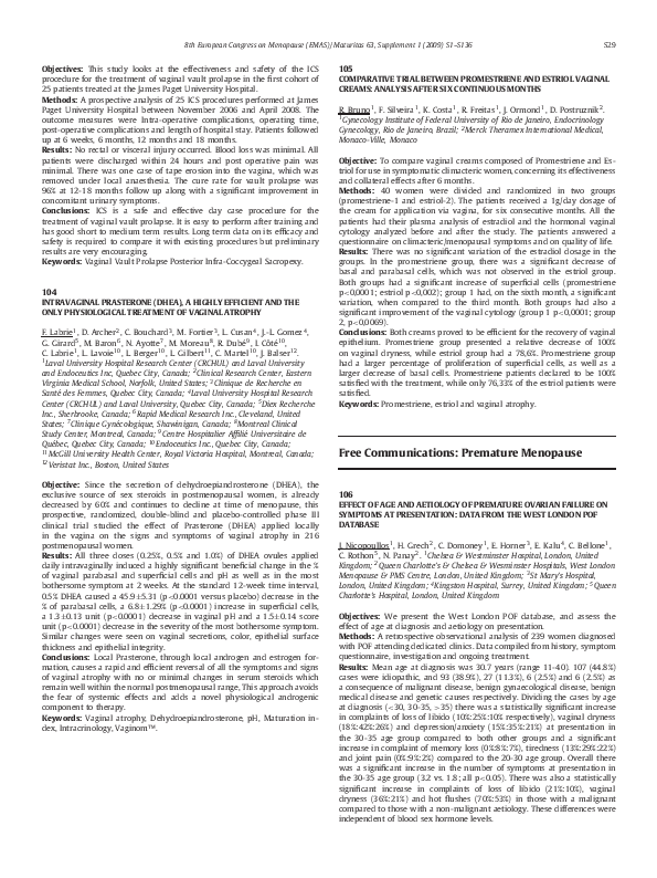 (PDF) Comparative Trial Between Promestriene and Estriol Vaginal Creams ...