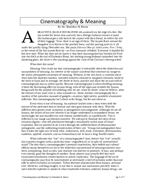 (PDF) Cinematography & Meaning