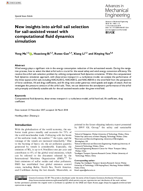 (PDF) New insights into airfoil sail selection for sail-assisted vessel with computational fluid ...