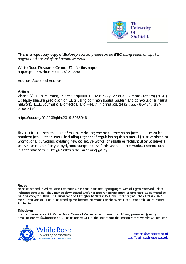 Pdf Epilepsy Seizure Prediction On Eeg Using Common Spatial Pattern
