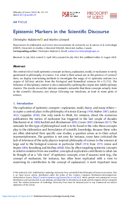 (PDF) Epistemic Markers in the Scientific Discourse