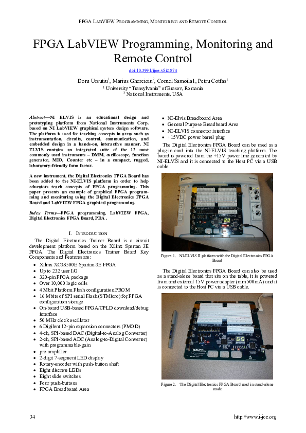 (PDF) FPGA LabVIEW Programming, Monitoring and Remote Control | Marius Ghercioiu - Academia.edu