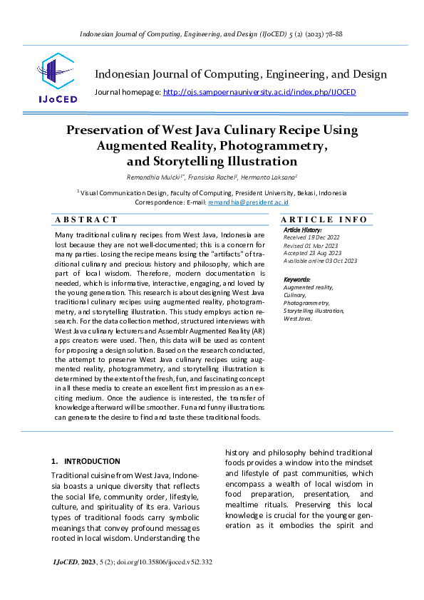 (PDF) Preservation of West Java Culinary Recipe Using Augmented Reality ...