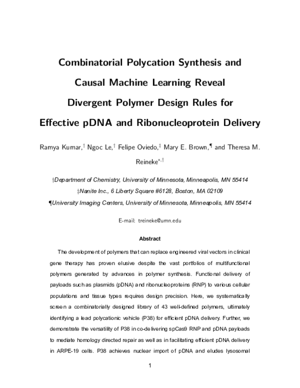 (PDF) Combinatorial Polycation Synthesis and Causal Machine Learning Reveal Divergent Polymer ...