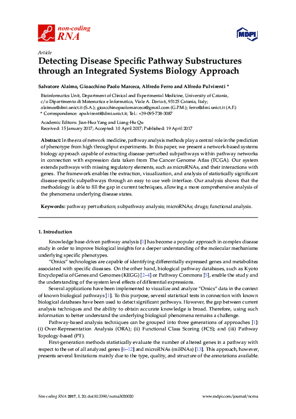 (PDF) Detecting Disease Specific Pathway Substructures through an ...