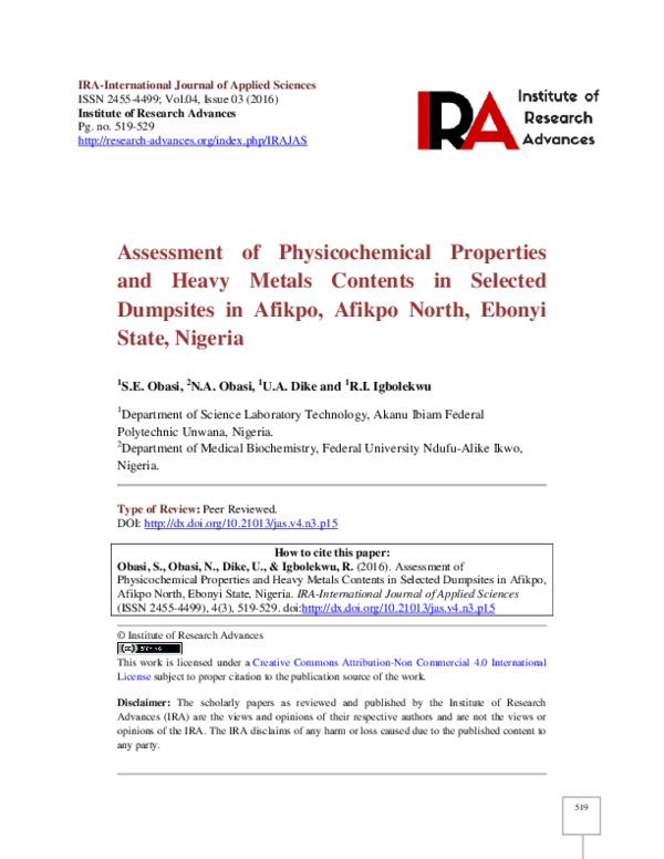 (PDF) Assessment of the Physicochemical Properties and Macro Nutrients ...