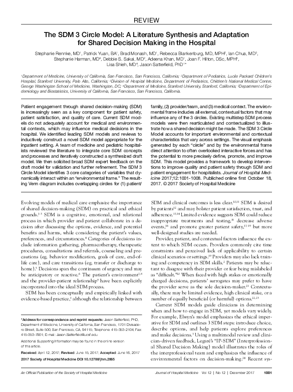 (PDF) The SDM 3 Circle Model: A Literature Synthesis and Adaptation for ...