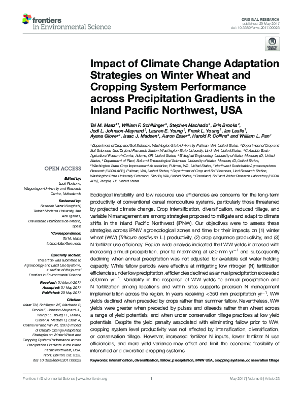 (PDF) Impact of Climate Change Adaptation Strategies on Winter Wheat and Cropping System ...