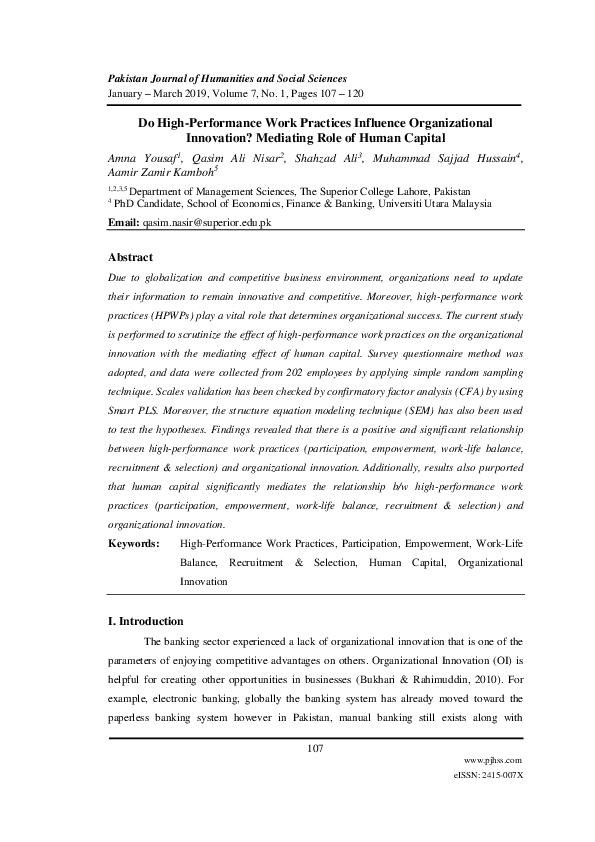 (PDF) Do High-Performance Work Practices Influence Organizational ...