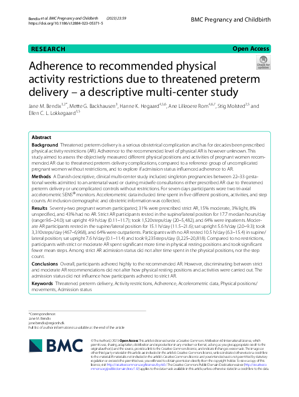(PDF) Adherence to recommended physical activity restrictions due to ...