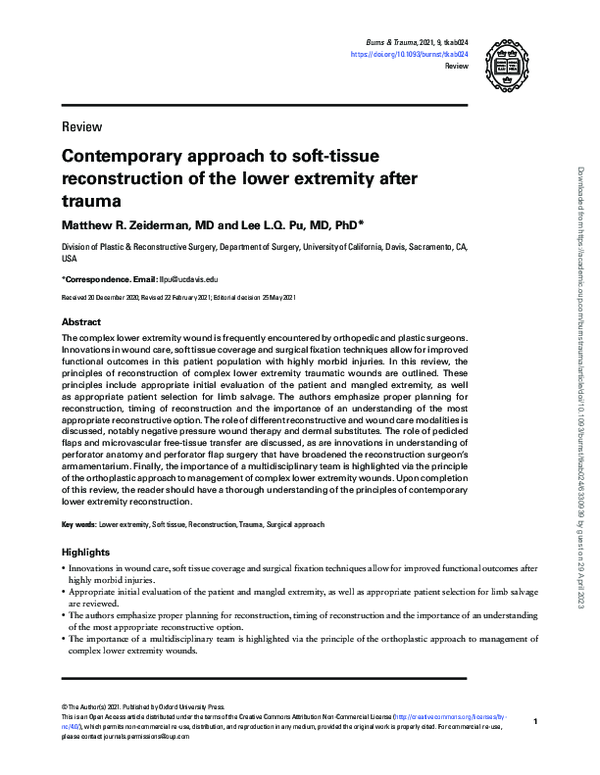 (PDF) Contemporary approach to soft-tissue reconstruction of the lower ...