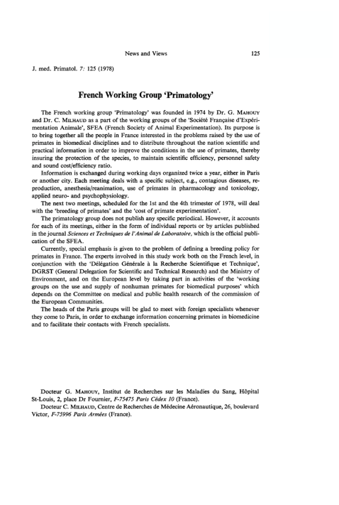 (PDF) French Working Group ‘Primatology’ | Claude Milhaud - Academia.edu
