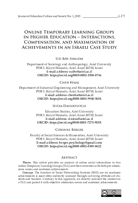 (PDF) Online Temporary Learning Groups in Higher Education ...