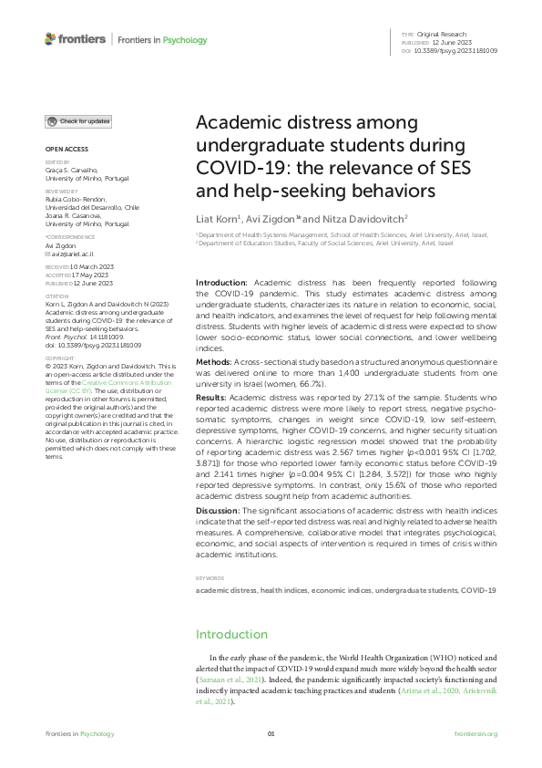 (PDF) Academic distress among undergraduate students during COVID-19 ...