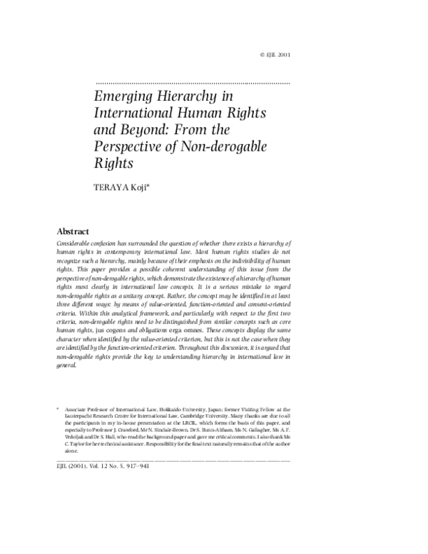 (PDF) Emerging Hierarchy in International Human Rights and Beyond: From ...