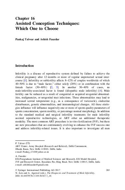 (PDF) Assisted Conception Techniques: Which One to Choose