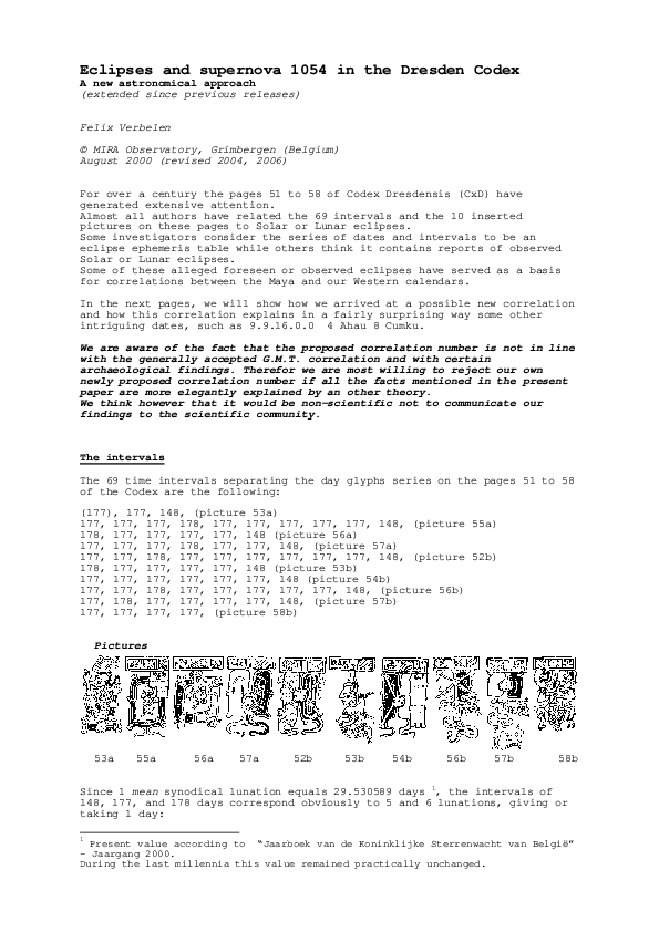 (PDF) Eclipses and supernova 1054 in the Dresden Codex