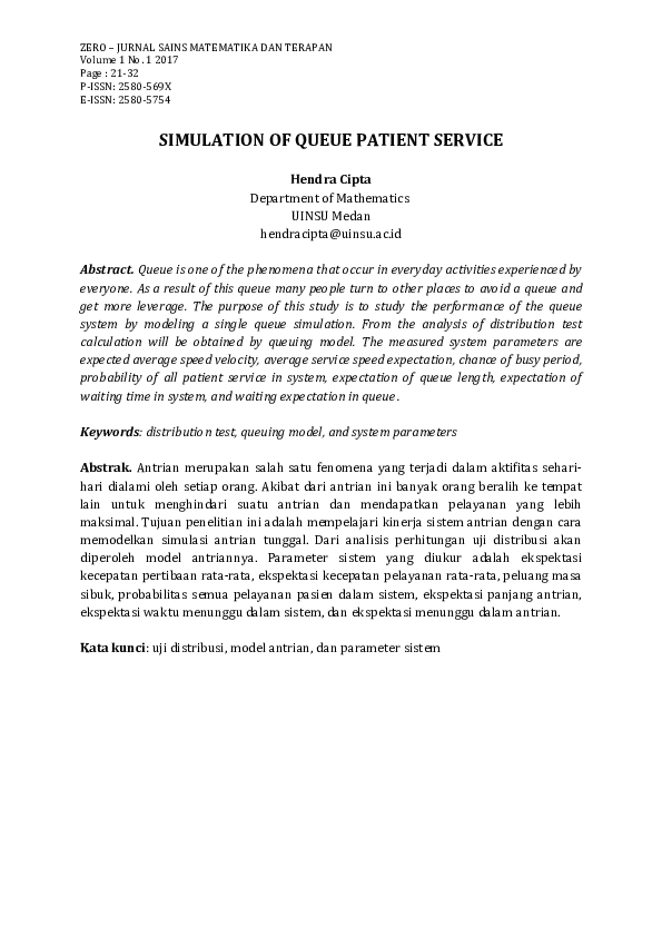 (PDF) Simulation of Queue Patient Service