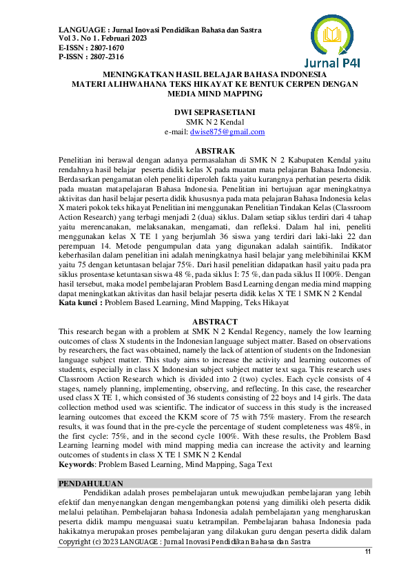 (PDF) Meningkatkan Hasil Belajar Bahasa Indonesia Materi Alihwahana ...