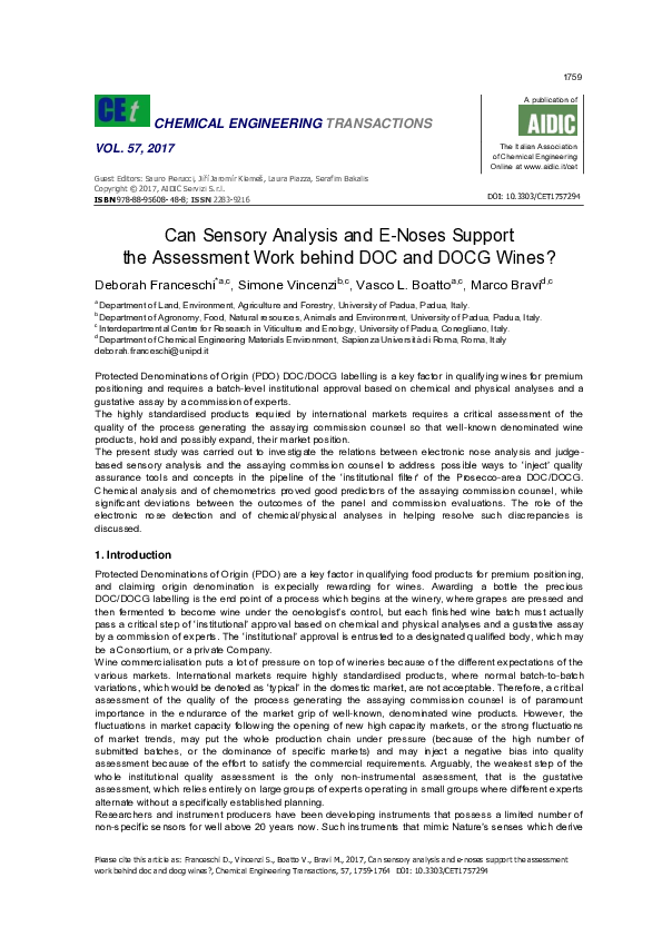 (PDF) Can sensory analysis and e-noses support the assessment work ...