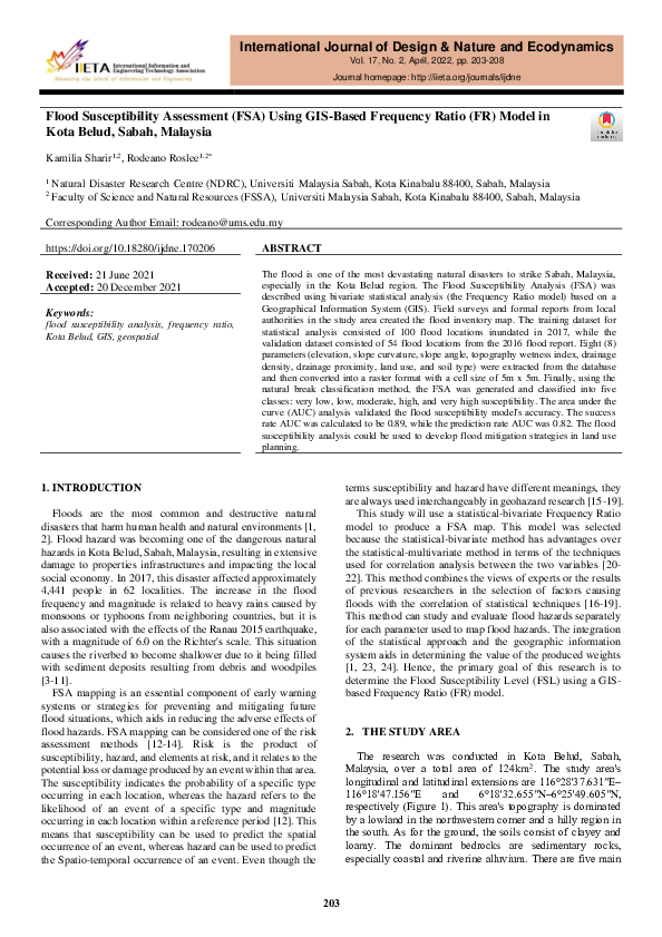 (PDF) Flood Susceptibility Assessment (FSA) Using GIS-Based Frequency Ratio (FR) Model in Kota ...