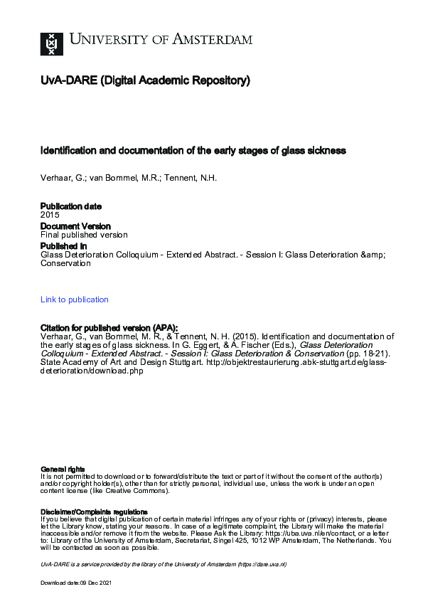 (PDF) Identification and documentation of the early stages of glass ...