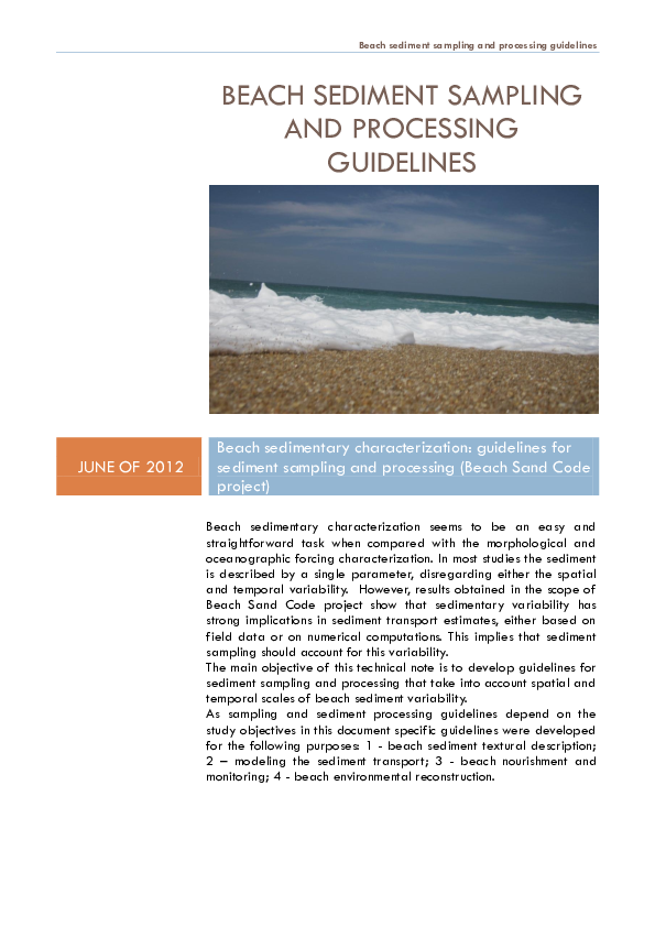 (PDF) Beach Sediment Sampling and Processing Guidelines