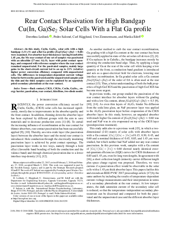 (PDF) Rear Contact Passivation for High Bandgap Cu(In, Ga)Se $_{2 ...