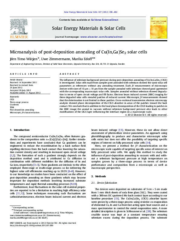 (PDF) Microanalysis of post-deposition annealing of Cu(In,Ga)Se2 solar ...