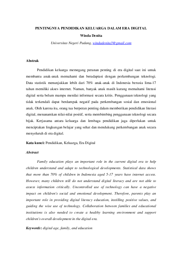 (PDF) Artikel Pendidikan Keluarga