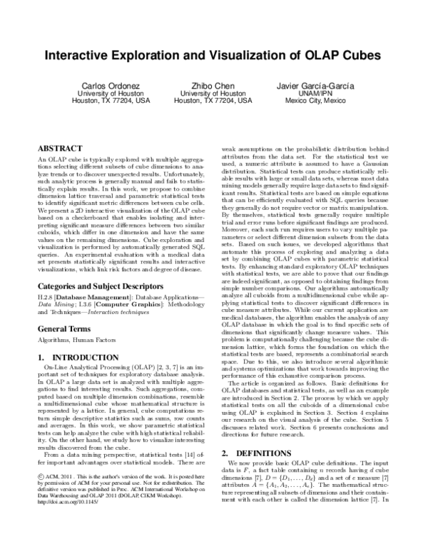 (PDF) Interactive exploration and visualization of OLAP cubes