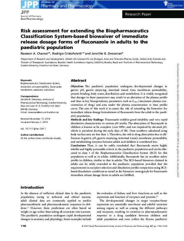 (PDF) Risk assessment for extending the Biopharmaceutics Classification ...