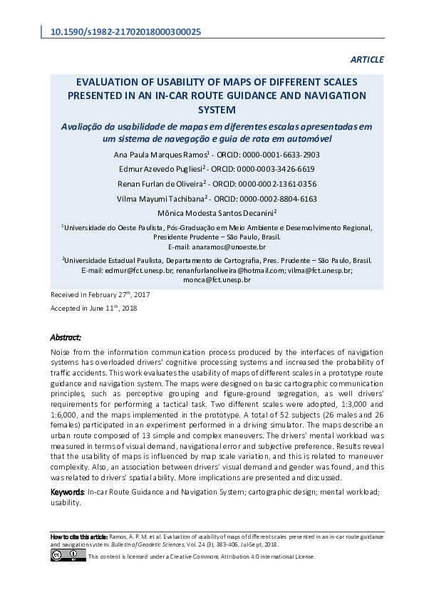 (PDF) Evaluation of Usability of Maps of Different Scales Presented in an In-Car Route Guidance ...