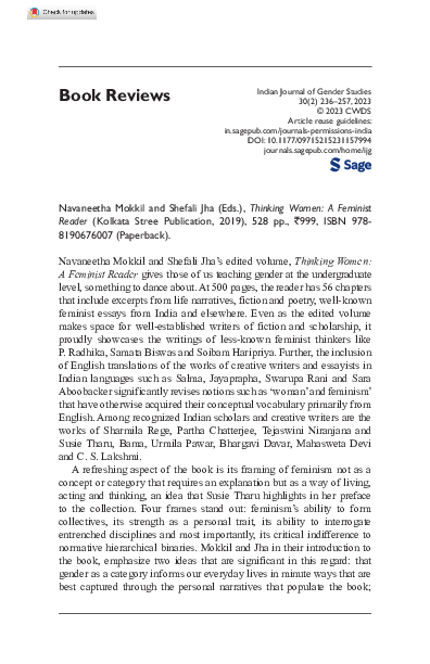 (PDF) Book review: Navaneetha Mokkil and Shefali Jha (Eds.), Thinking ...